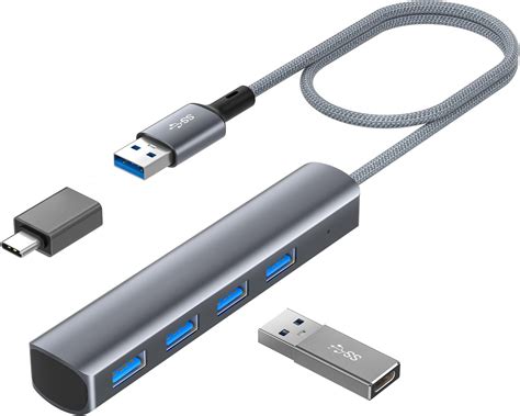 Elebase 4 Port Usb 3 0 Hub Splitter Usb Split 1 In 4 Out 4 Way Hub With Usb Adapter And Otg