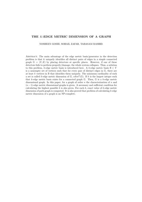 Pdf The K Edge Metric Dimension Of A Graph