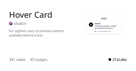 Hover Card 21st Dev Discover Share And Craft UI Components 21st Dev