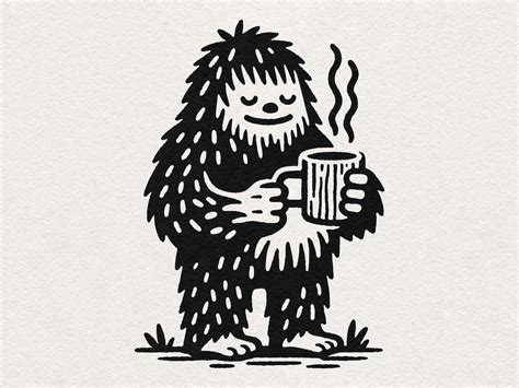 Bigfoot Drinking Coffee Cozy Sasquatch Yeti Art Png Svg Clipart Graphic Digital Download Etsy