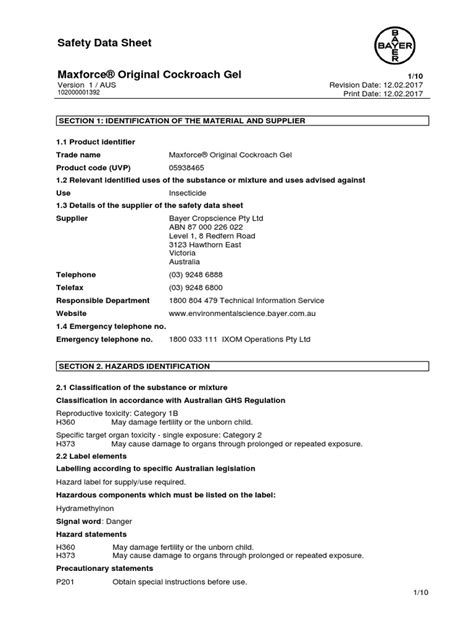 Msds Maxforce Forte 12feb2017 Pdf Toxicity Dangerous Goods
