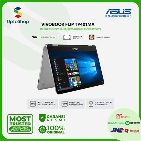 Jual ASUS VivoBook Flip 14 TP401MA HD421 Celeron N4020 4GB 256GB W11 OHS21 Di Seller Up To Shop