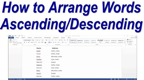 How To Arrange Words Alphabetically In Ms Word Ascendingdescending Youtube