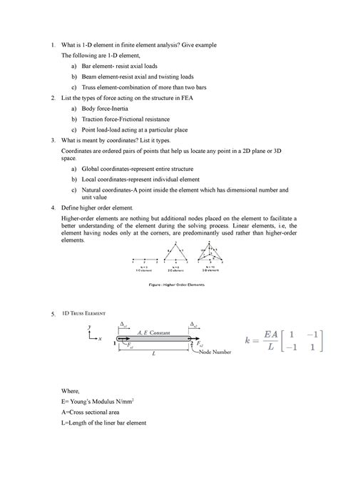 Class Test Part A And Part B What Is D Element In Finite Element Analysis Give Example