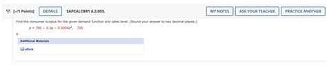 solved [ 1 points] sapcalcbr1 6 2 003 find the consumer