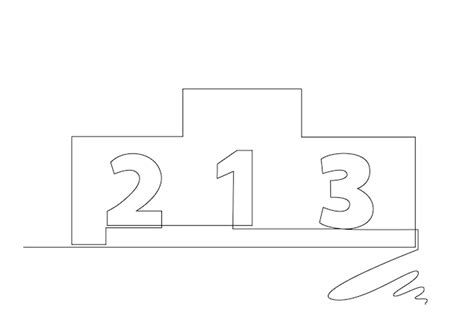 승자의 간단한 선 그리기입니다 트로피와 우승 축하를 위한 한 줄 삽화 프리미엄 벡터