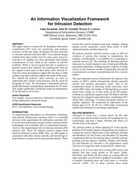 Pdf An Information Visualization Framework For Intrusion Detection