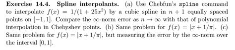Exercise 144 Spline Interpolants A Use Chebfuns