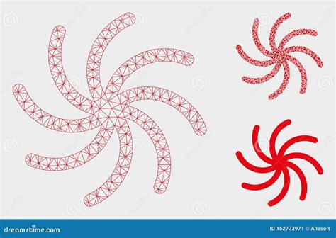 Spiral Vector Mesh Wire Frame Model And Triangle Mosaic Icon Stock Vector Illustration Of