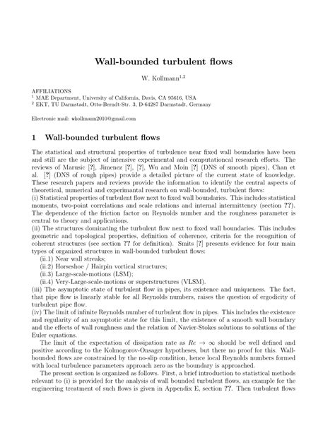 Pdf Wall Bounded Turbulent Flows