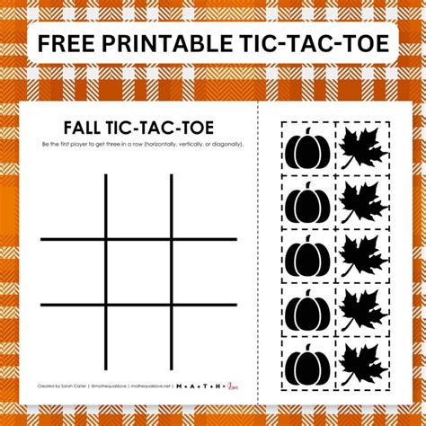 Fall Tic Tac Toe Game Printable Math Love