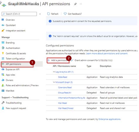 Unable To Grant Permissions To Receive Mailbox Info Using Microsofts