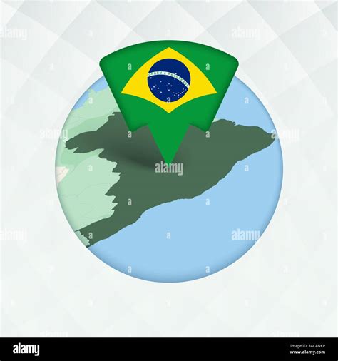 brazil map highlighted with flag marker flag pointer on geographic map
