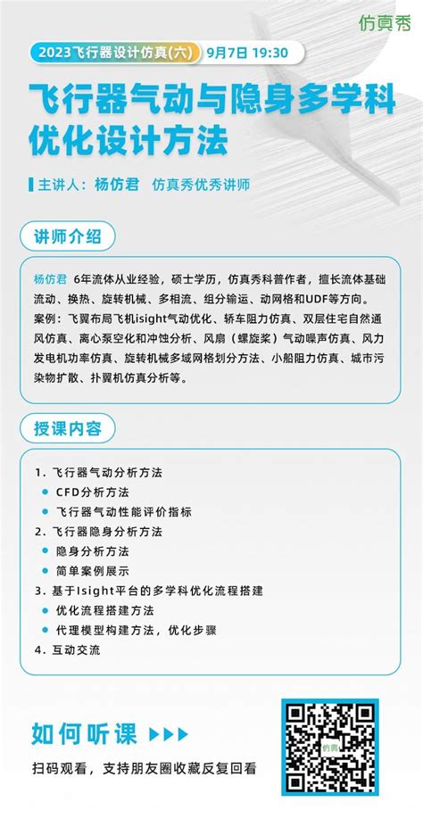 2023飞行器设计仿真（六）飞行器气动与隐身多学科优化设计应用 仿真秀直播