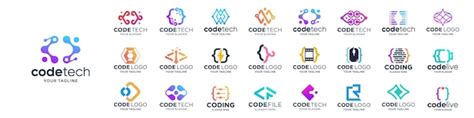 Premium Vector Set Of Code Logos Designs Template Modern Coding Logo Icon Perfect For Business
