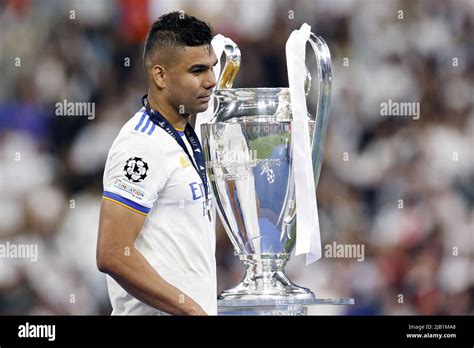Paris Casemiro Of Real Madrid With Uefa Champions League Trophy