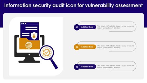 Information Security Audit Icon For Vulnerability Assessment Ppt Sample