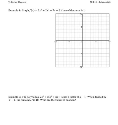 Solved 9 Factor Theorem Mhf4u Polynomials Example 4