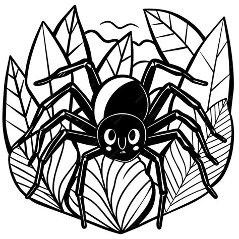 Un Dibujo En Blanco Y Negro De Una Araña Con Una Cara Negra Y Las