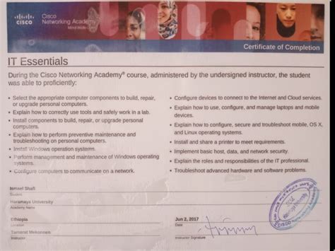 Ismael Abdurahman On Linkedin Cisco Networking Academy Certificate Of