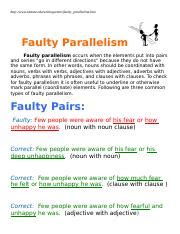Faulty Parallelism Handout Doc Sdstate Edu Writingcenter Faulty Parallelism Htm