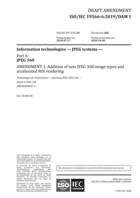 ISO IEC 19566 6 2019 DAmd 1 Addition Of New JPEG 360 Image Types And Accelerated ROI Rendering