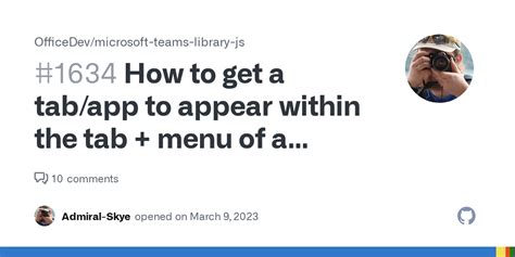 How To Get A Tabapp To Appear Within The Tab Menu Of A Team · Issue 1634 · Officedev
