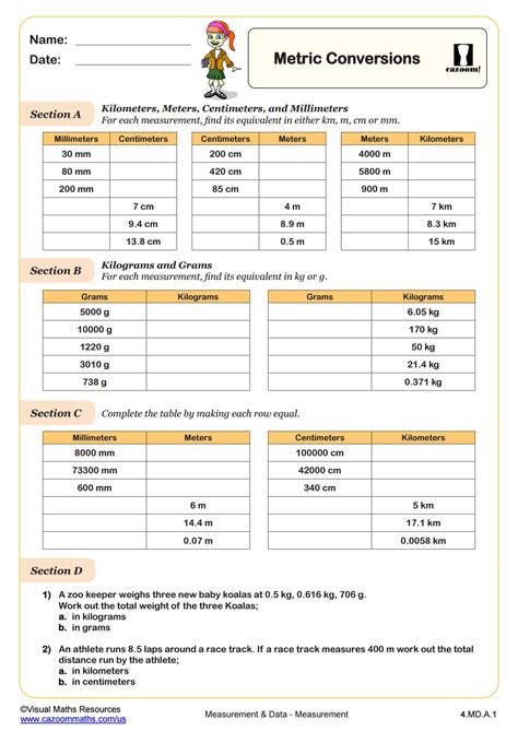 Us Metric Conversion Worksheet