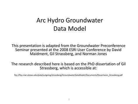 Ppt Arc Hydro Groundwater Data Model Overview Powerpoint Presentation