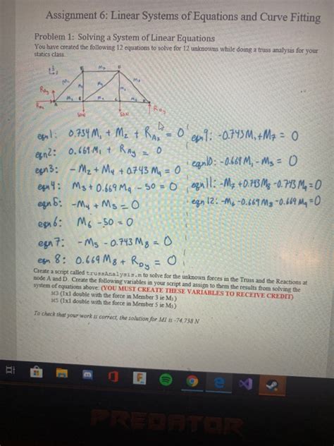 Solved Assignment 6 Linear Systems Of Equations And Curve