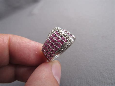 VINTAGE STERLING ROSS SIMONS CLUSTER RUBY DIAMOND BEL Gem