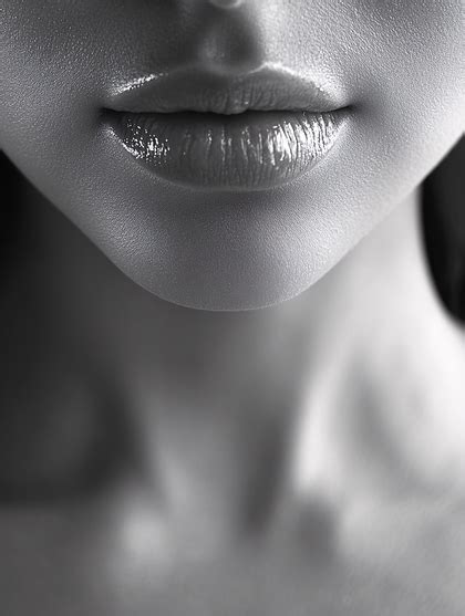 Free Download Glossy Lips In Black And White Close Up Beauty Shot