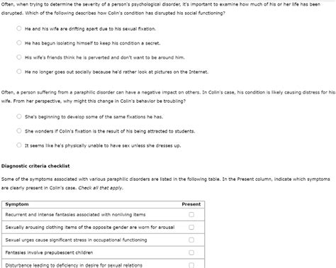 Solved Presenting Problem Disruption In Sexual Relations Chegg Com