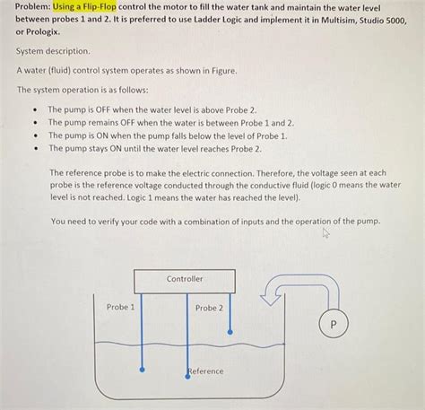 Solved Problem Using A Flip Flop Control The Motor To Fill
