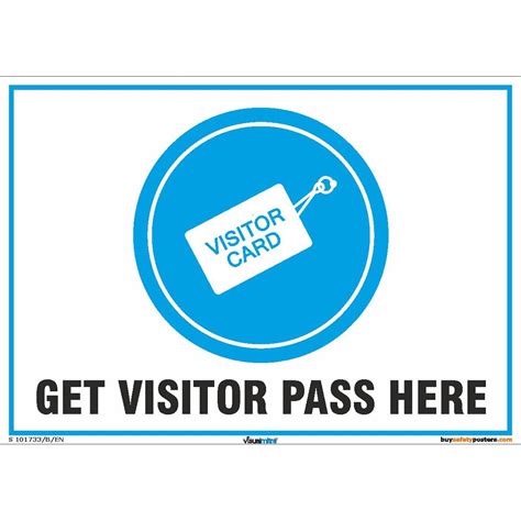 Get Visitor Pass Here Signs In English Hard