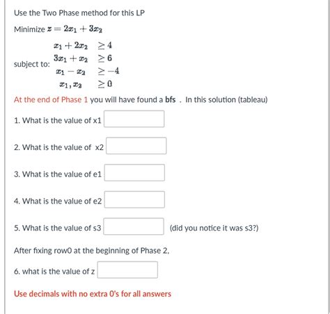 Solved Use The Two Phase Method For This LP Minimize Chegg