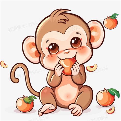 可爱卡通猴子吃桃子免抠元素图片免费下载png素材编号vd9id9jkj图精灵