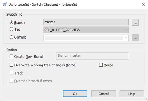 Checking Out A Working Tree Switch To Commit TortoiseGit