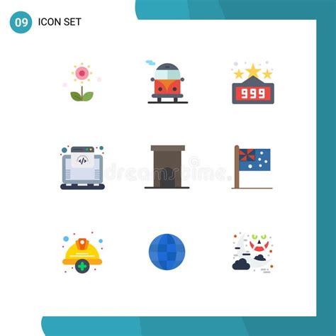 Group Of 9 Modern Flat Colors Set For House Architecture High Score