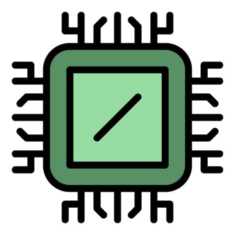 Denken Sie Cpu Symbol Umriss Denken Sie Cpu Vektor Symbon Farbe Flach Isoliert Premium Vektor