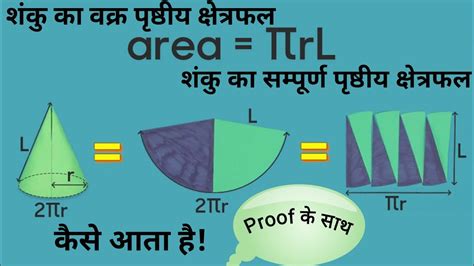 शंकु शंकु का वक्र पृष्ठीय क्षेत्रफल शंकु का सम्पूर्ण पृष्ठीय
