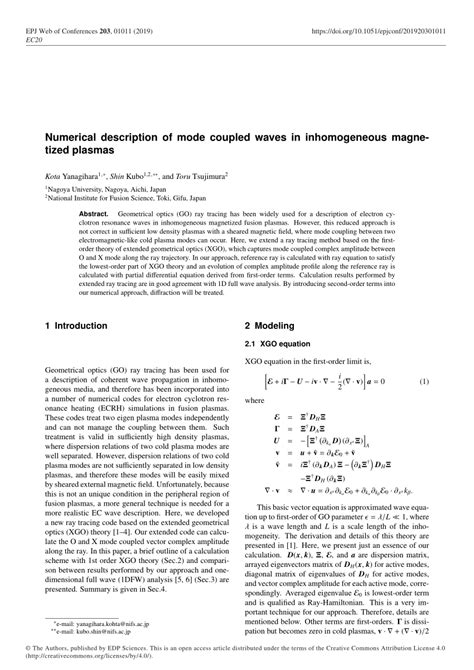 Pdf Numerical Description Of Mode Coupled Waves In Inhomogeneous