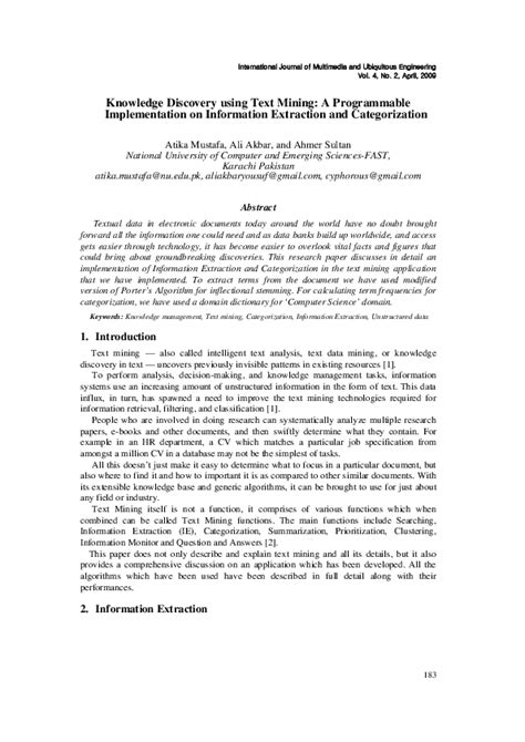 Pdf Knowledge Discovery Using Text Mining A Programmable