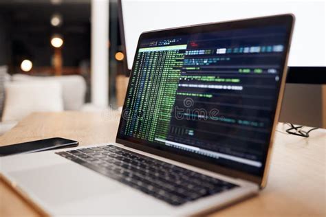 Programming Coding And Laptop In Office For Website Hacking Web Design And Cybersecurity