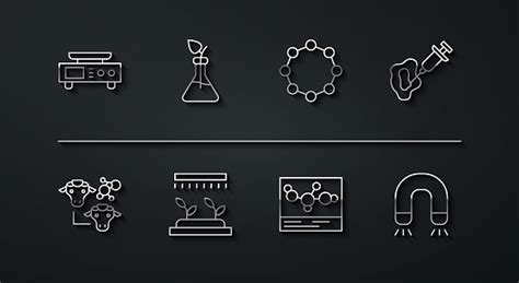 세트 라인 전자 저울 복제 주사기 화학식 자동 관개 스프링클러 식물 육종 자석 및 아이콘 벡터 0명에 대한 스톡 벡터 아트 및 기타 이미지 Istock