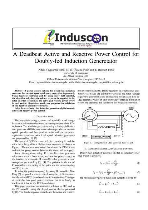Pdf A Deadbeat Active And Reactive Power Control For Doubly Fed