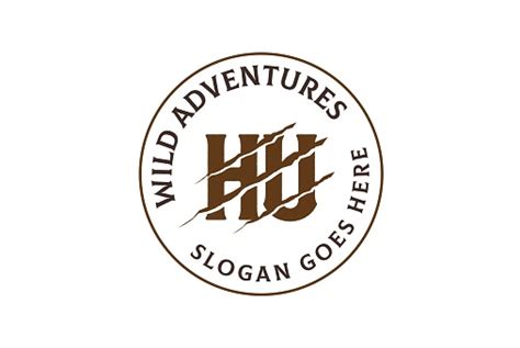 스크래치 효과 와 원형 씰 브라운 Hu 문자 템플릿 로고 디자인 갈고리 발톱에 대한 스톡 벡터 아트 및 기타 이미지 갈고리 발톱 갈색 더러운 Istock