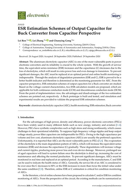 PDF ESR Estimation Schemes Of Output Capacitor For Buck Converter From Capacitor Perspective