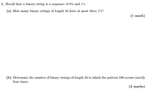 Solved Recall That A Binary String Is A Sequence Of 0 S And