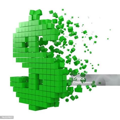 달러 기호 모양의 데이터 블록 녹색 큐브버전입니다 3d 픽셀 스타일 벡터 그림입니다 3차원 형태에 대한 스톡 벡터 아트 및 기타 이미지 3차원 형태 개념 공란